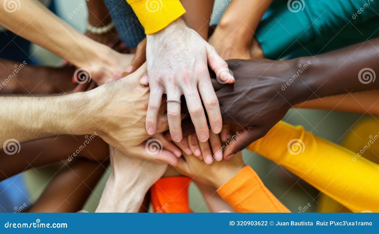 Diverse Hands Symbolize Unity, Teamwork, and Collaboration in a ...