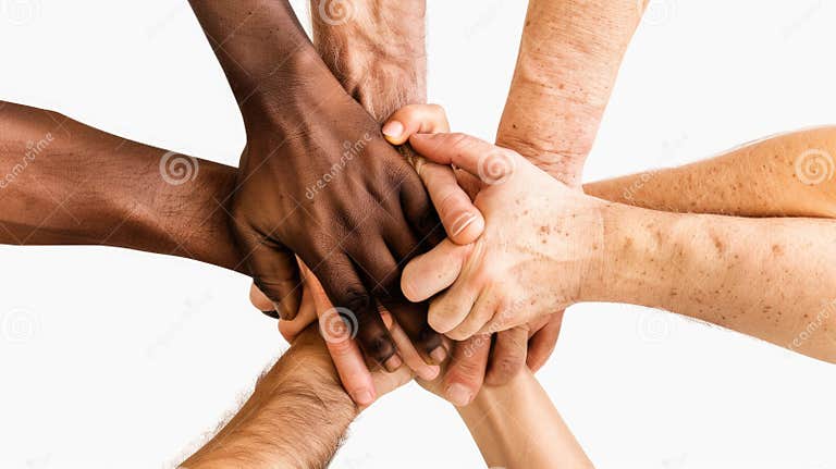 Diverse Hands United in Teamwork and Solidarity, Collaboratively ...
