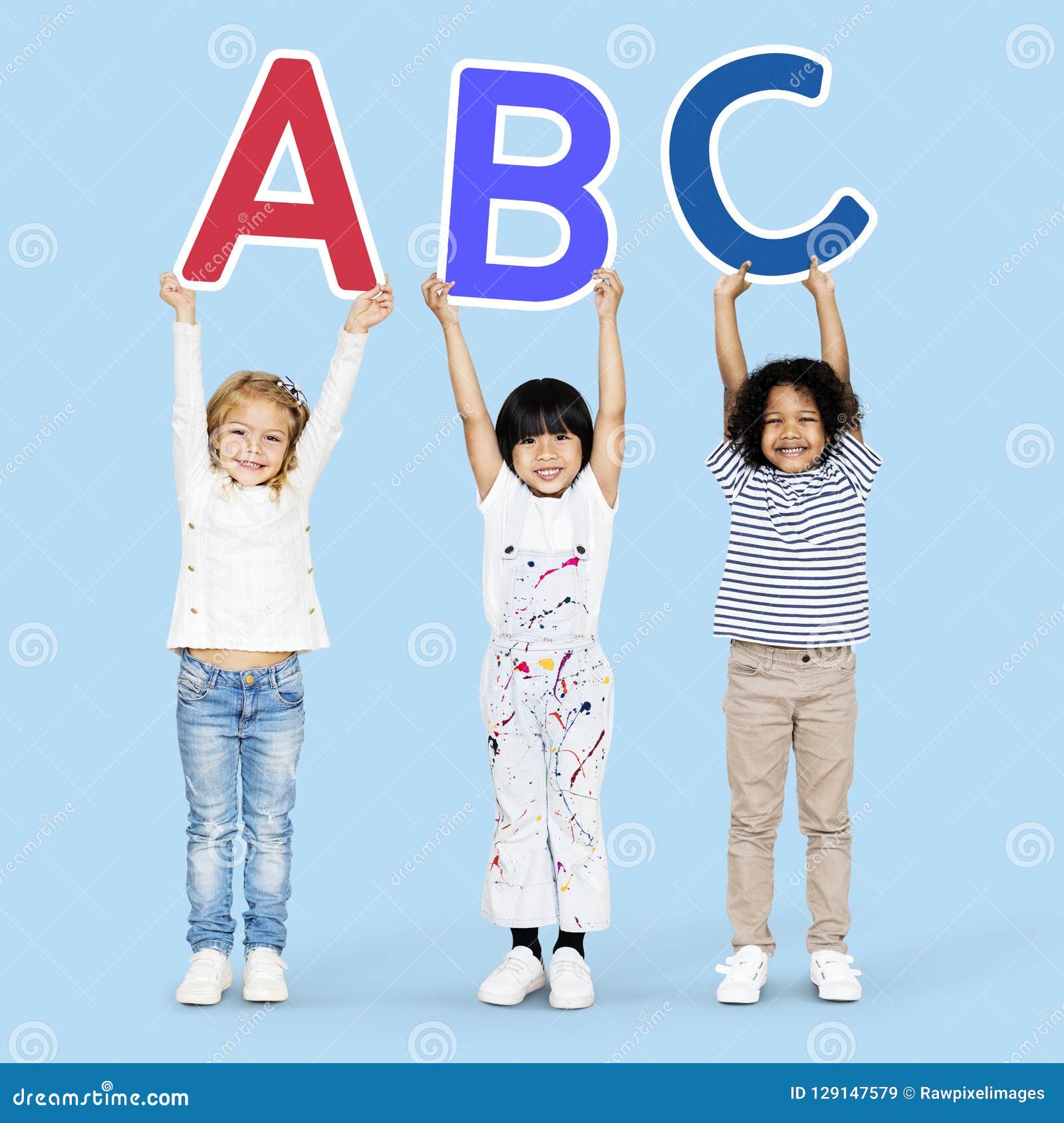 Diverse Happy Kids Learning the ABC Stock Image - Image of children ...
