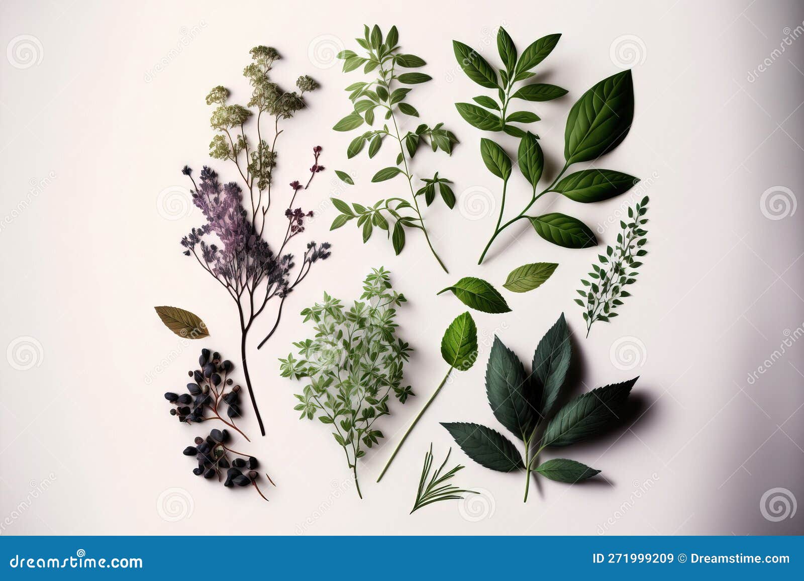 Diverse Herbs Against a White Backdrop Stock Illustration ...