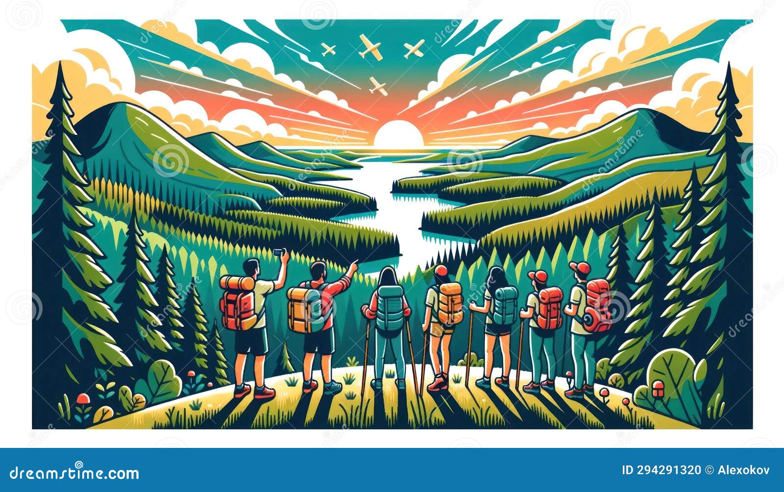 Diverse Hikers Reaching Viewpoint on Trail AI Generated Stock ...