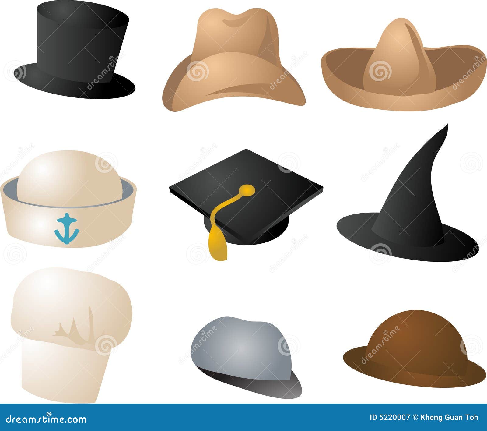 Diverse hoeden vector illustratie. Illustration of ronde - 5220007