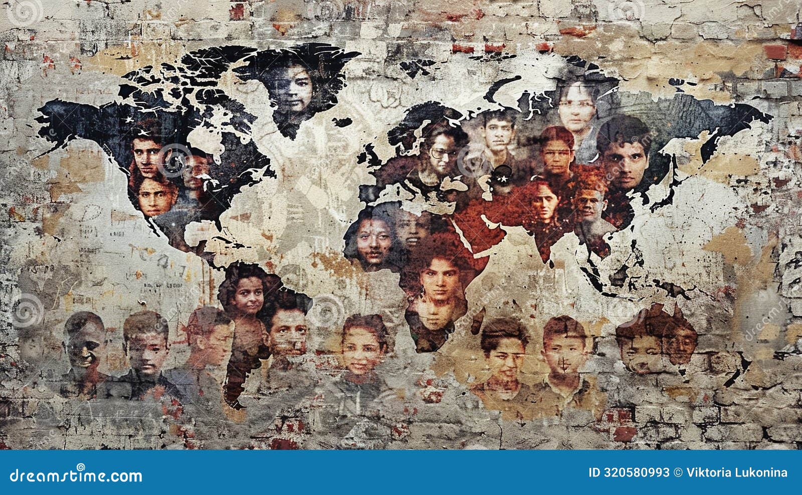 Diverse Humanity Mural on World Map Stock Image - Image of earth, mural ...