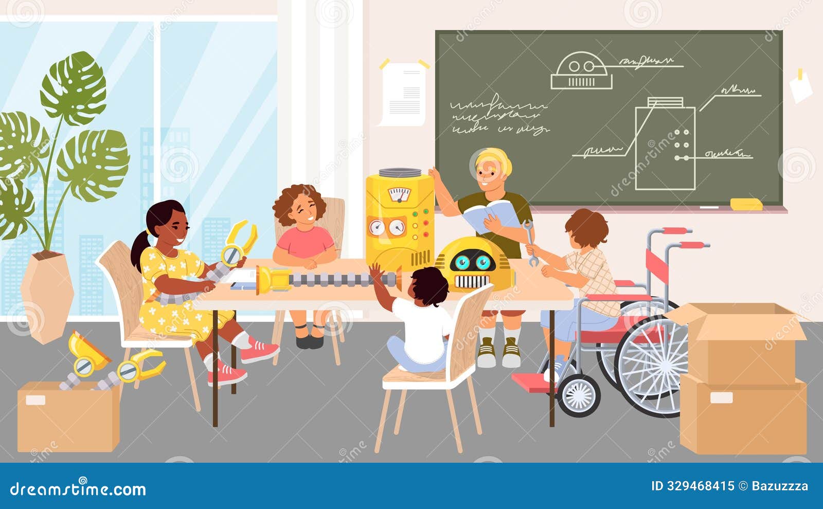 Diverse Kids Group Project for Gaining Knowledge Together Vector ...