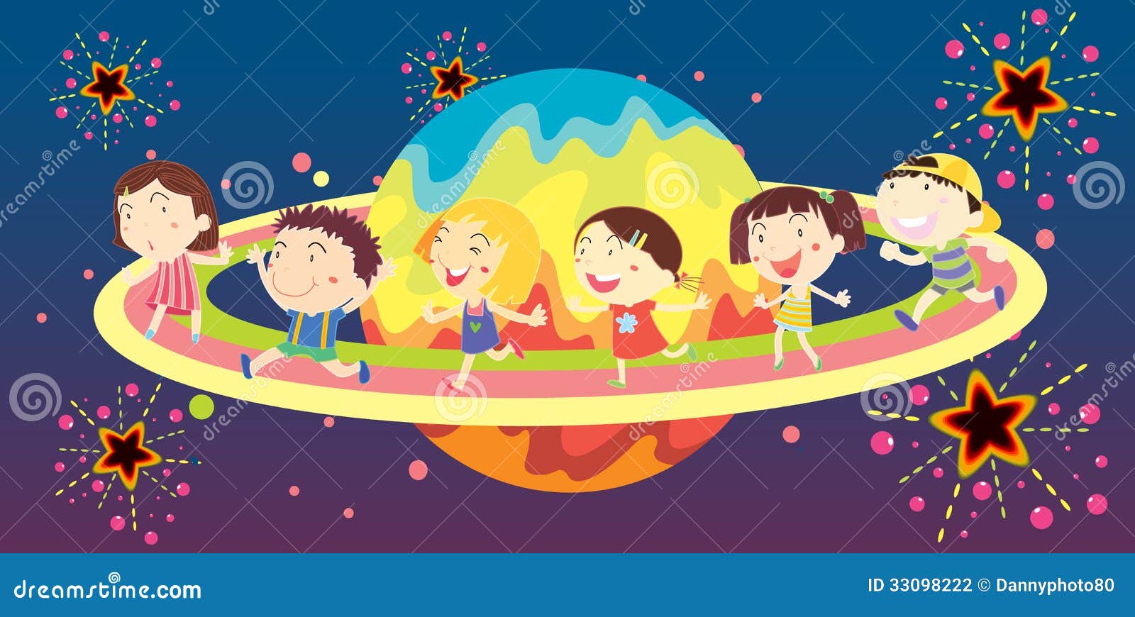 Diverse kids in space stock vector. Illustration of dancing - 33098222