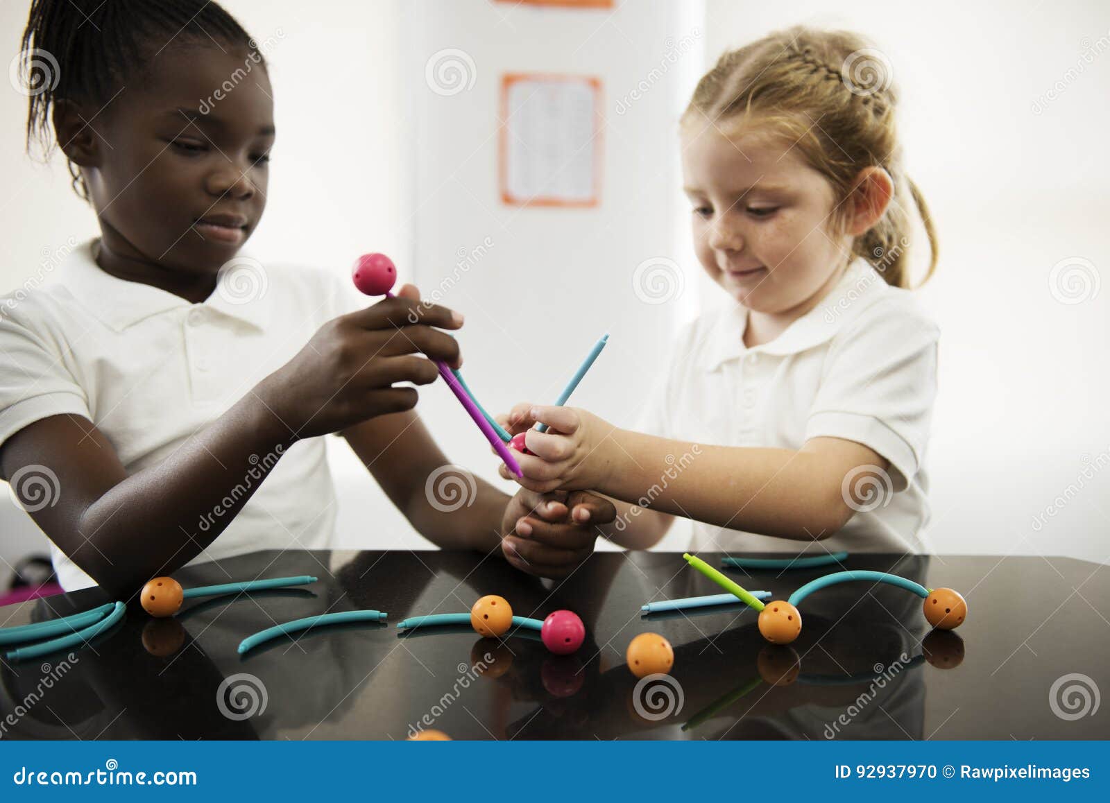 Diverse Kindergarten Students Holding Learning Structures from T Stock ...