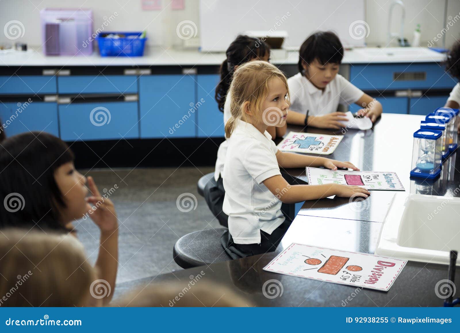 Diverse Kindergarten Students Learning Study in Classroom Stock Image ...
