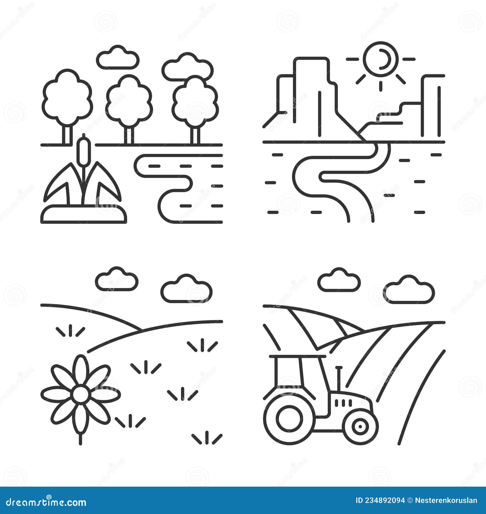 Diverse Land Types Linear Icons Set Stock Vector - Illustration of area ... Diverse Land Types Linear Icons Set Stock Vector - Illustration of area ...