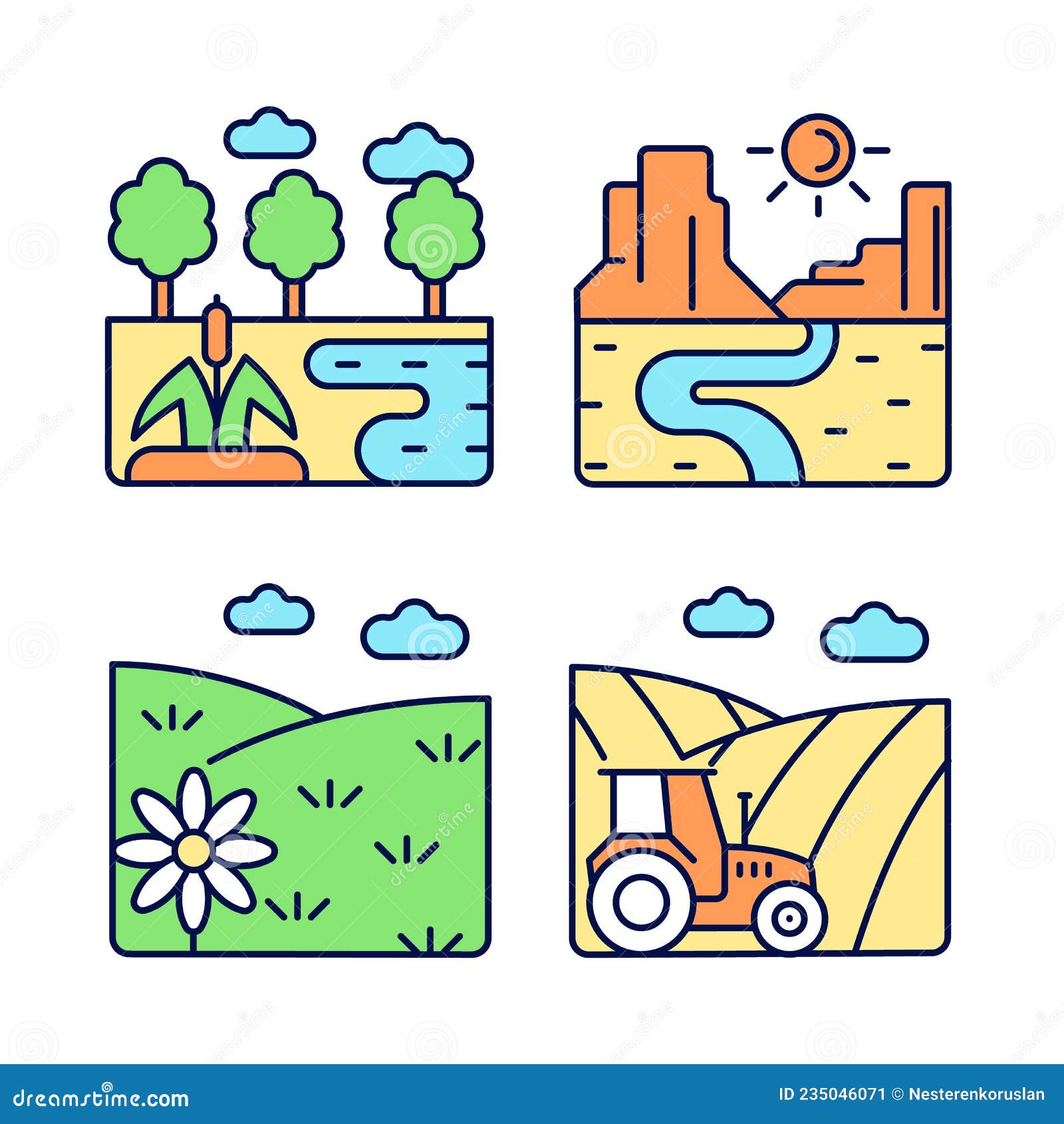 Diverse Land Types RGB Color Icons Set Stock Vector - Illustration of ... Diverse Land Types RGB Color Icons Set Stock Vector - Illustration of ...