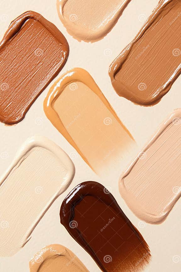 Diverse Makeup Base Textures in Various Skin Tones Stock Image - Image ...