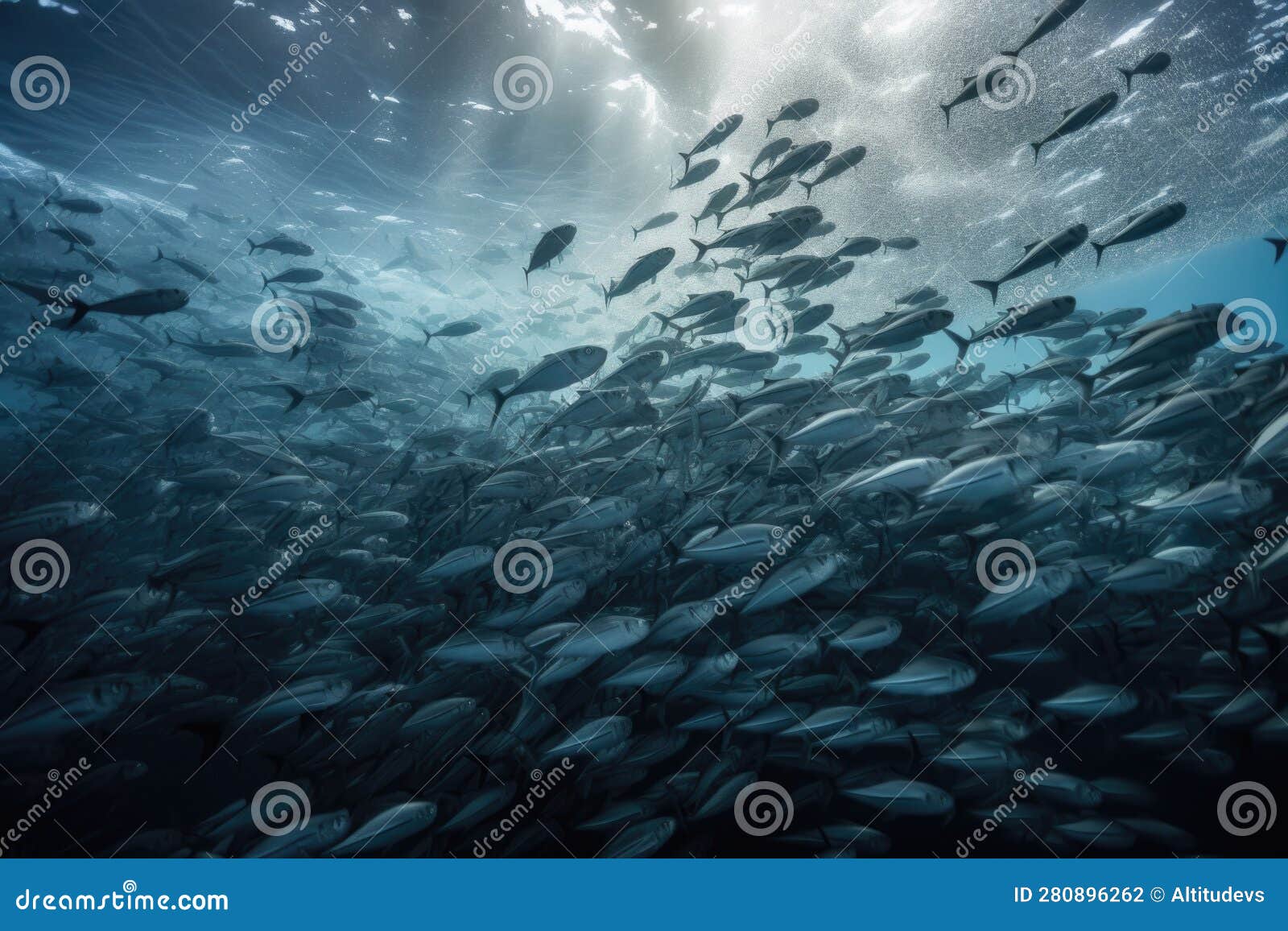 Diverse Marine Life Swims in Schools of Fish, Forming Waves and ...