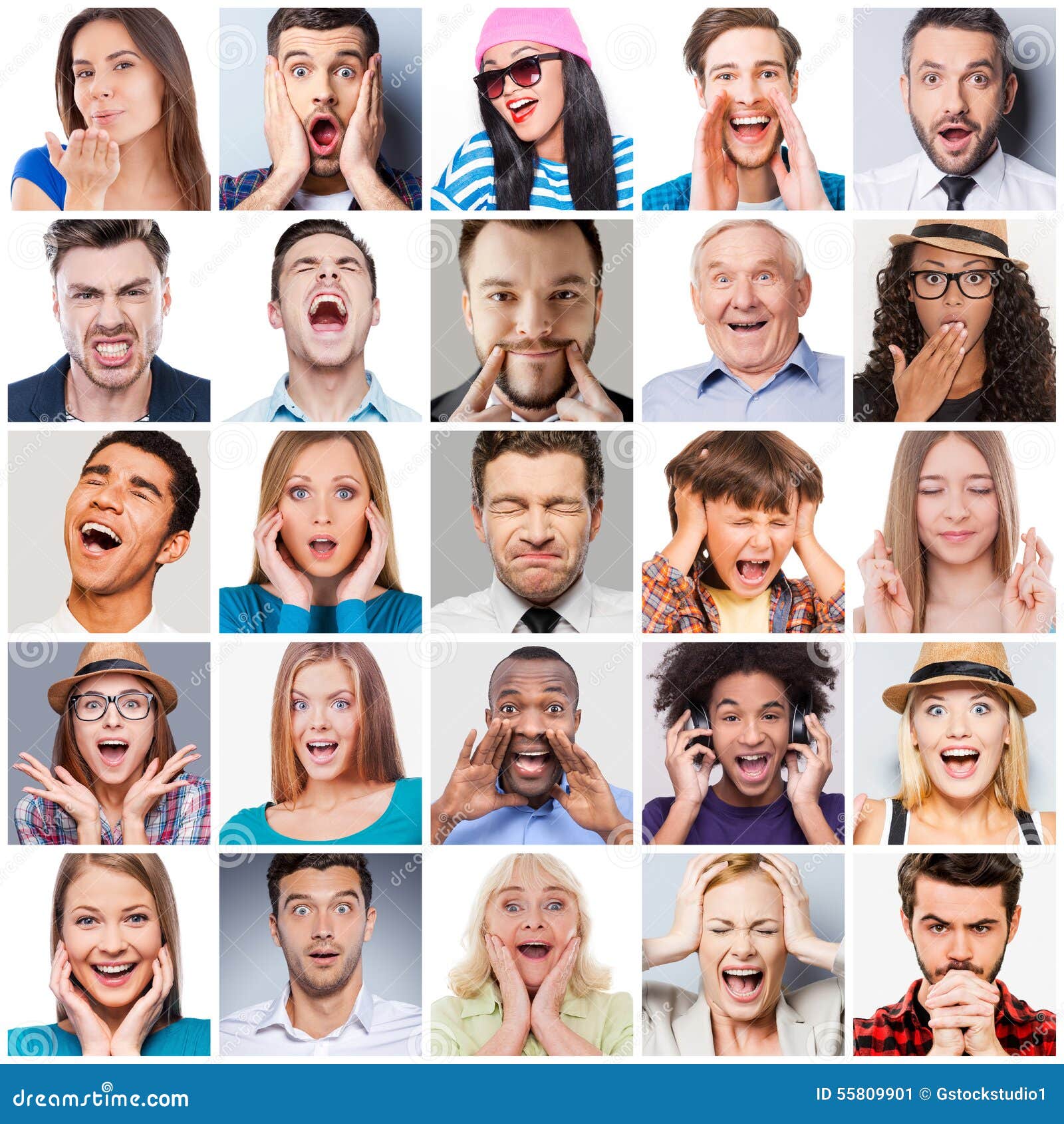 Diverse Mensen Met Verschillende Emoties Stock Afbeelding - Image of ...