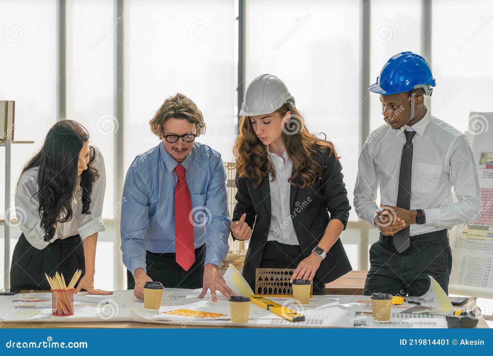 Architec and Engineer Team Brainstorming Together for Construction ...