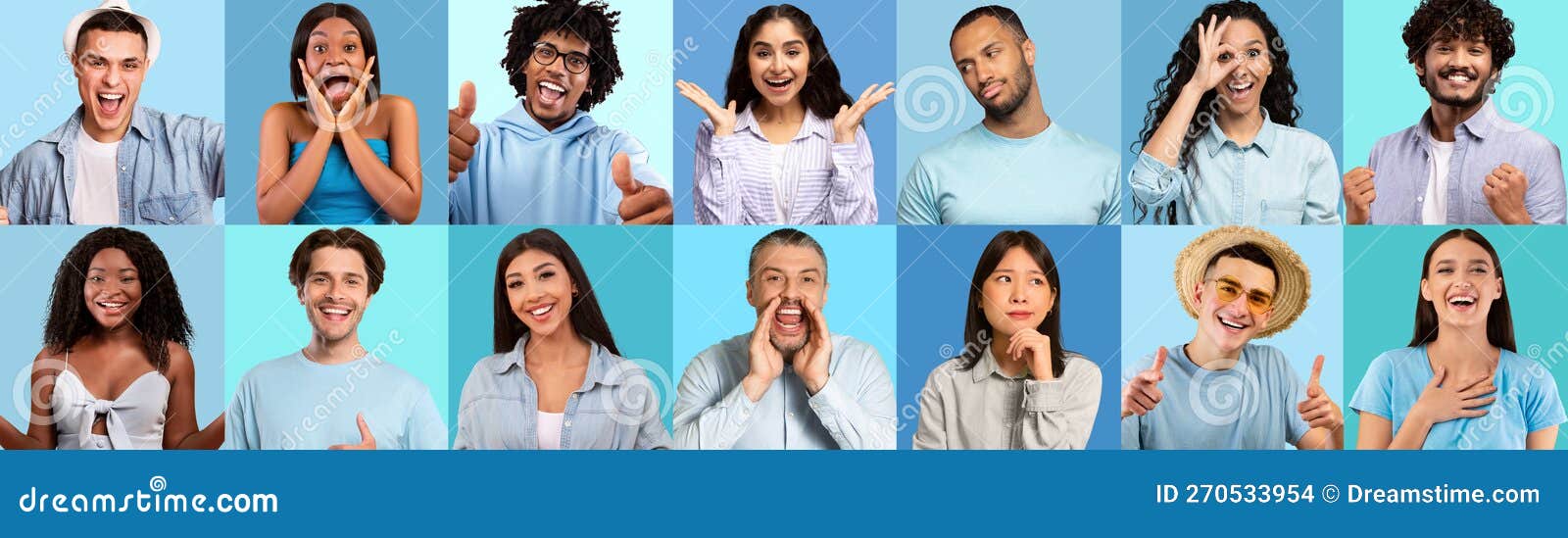 Diverse Multiethnic People Expressing Different Emotion while Standing ...