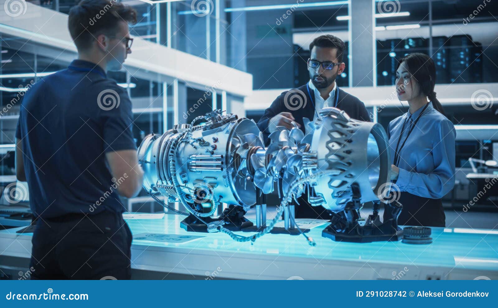 Diverse Multiethnic Team of Industrial Engineers Gathered Around a ...