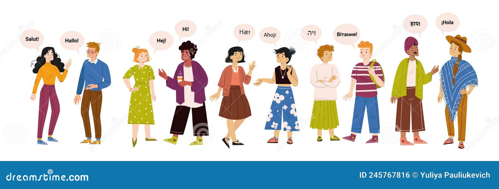 Multilingual Greetings By Children On World Map. Kids Saying Hello In ...