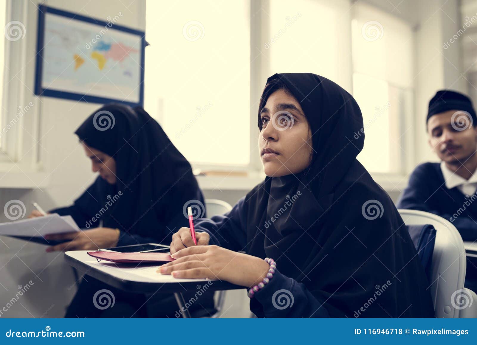 Diverse Muslim Children Studying in Classroom Stock Photo - Image of ...