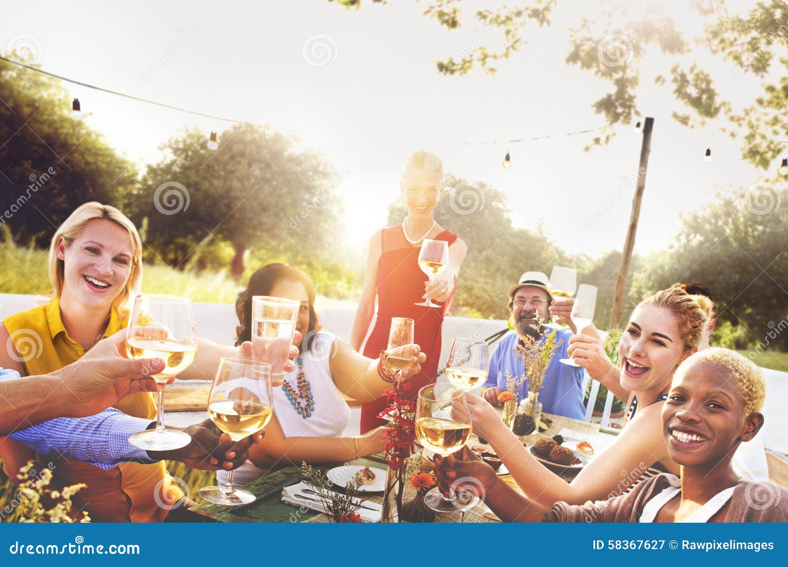 Diverse Neighbors Drinking Party Yard Concept Stock Image - Image of ...