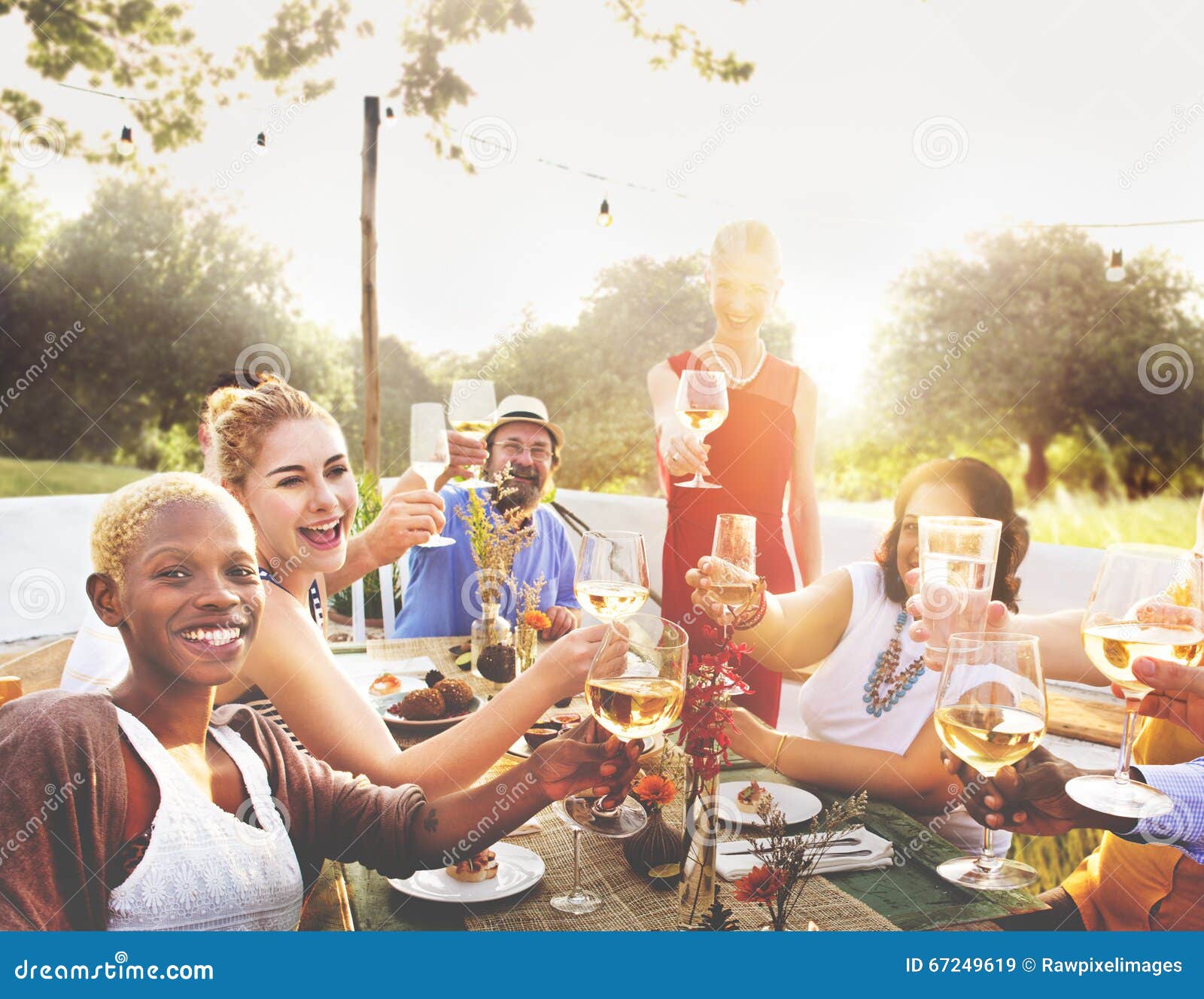 Diverse Neighbors Drinking Party Yard Concept Stock Image - Image of ...
