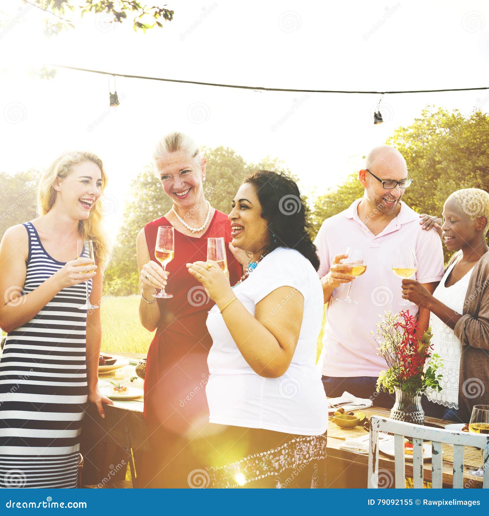 Diverse Neighbors Drinking Party Yard Concept Stock Image - Image of ...