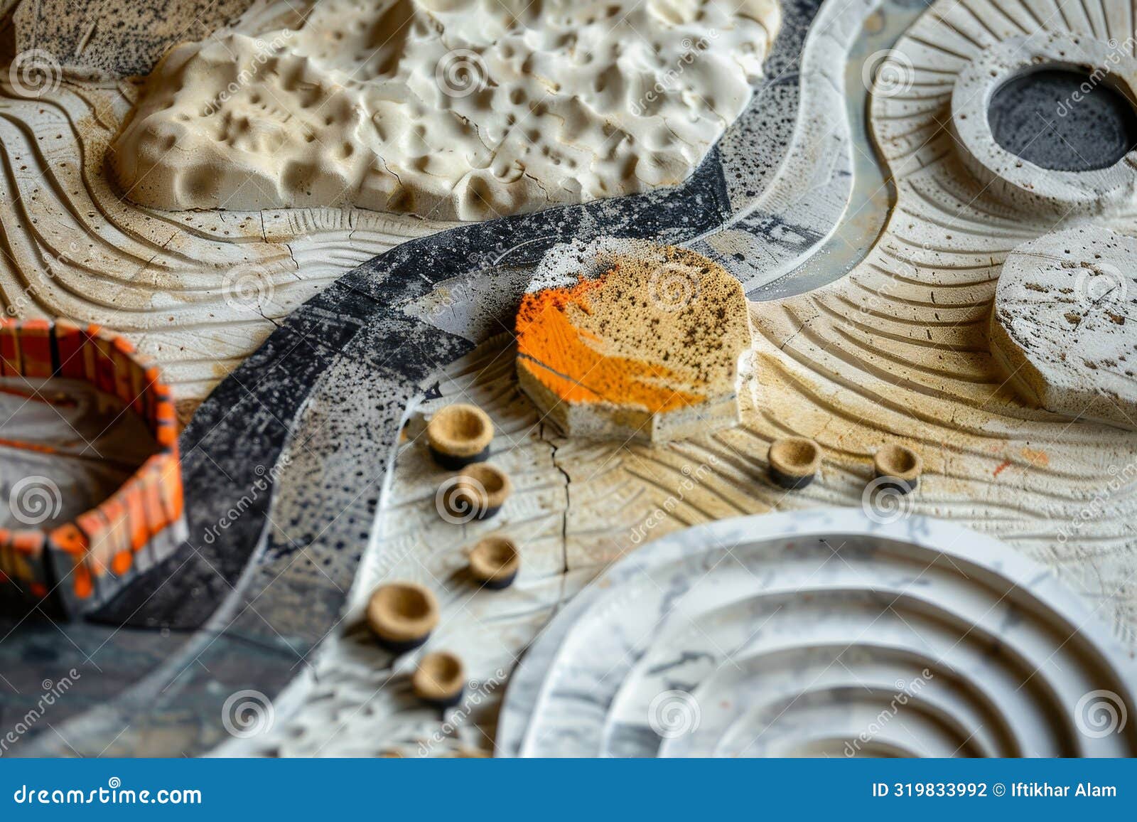 Diverse Objects Arranged on Table, Experiment with Contrasting Textures ...