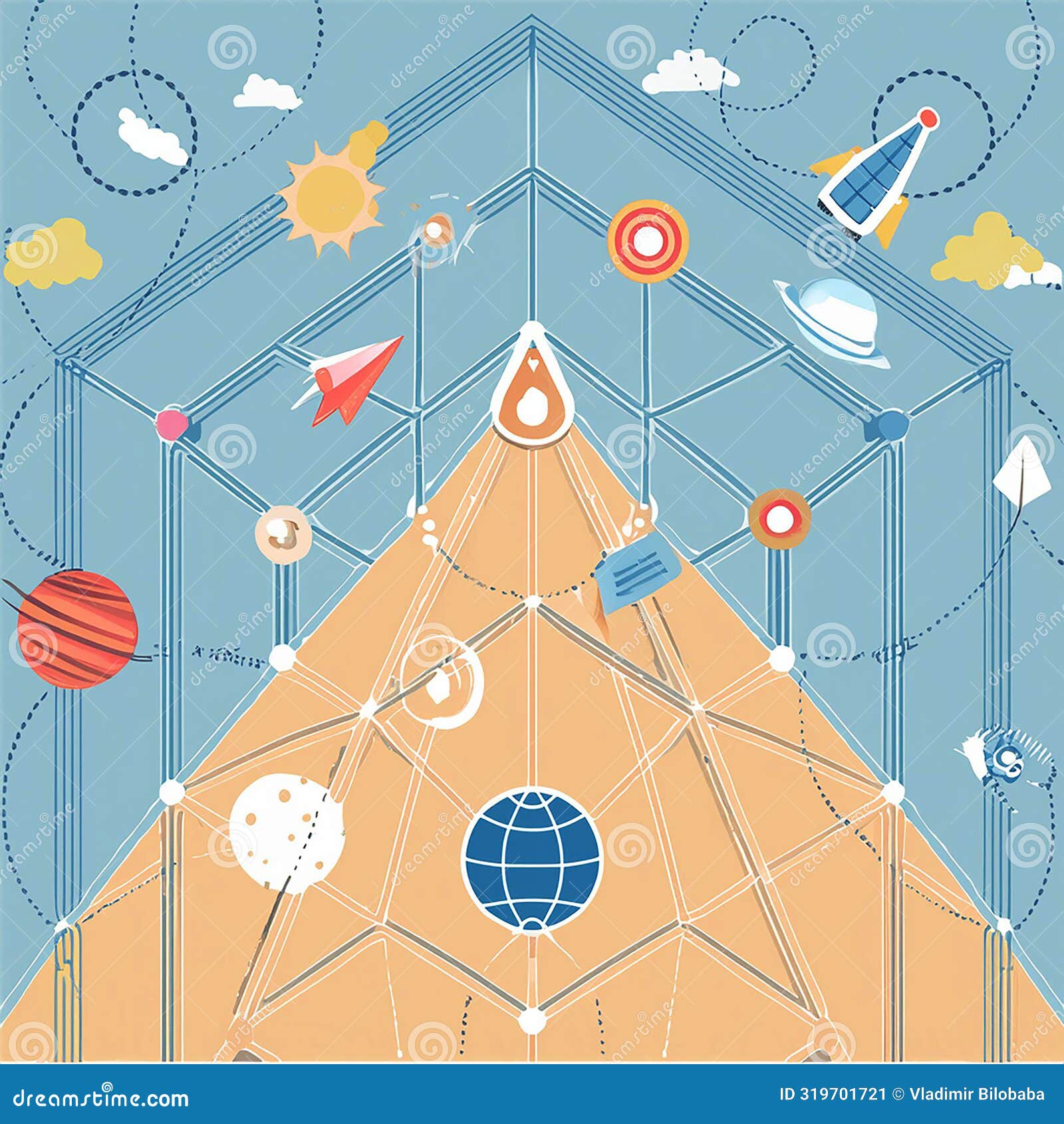 Diverse Objects Cover an Ancient Pyramid Top Stock Illustration ...