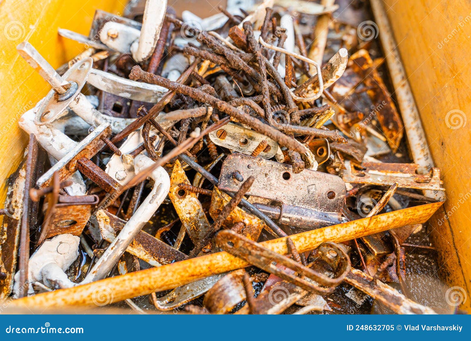 Diverse Old Rusty Scrap Metal from Small Items Close-up Stock Image ...