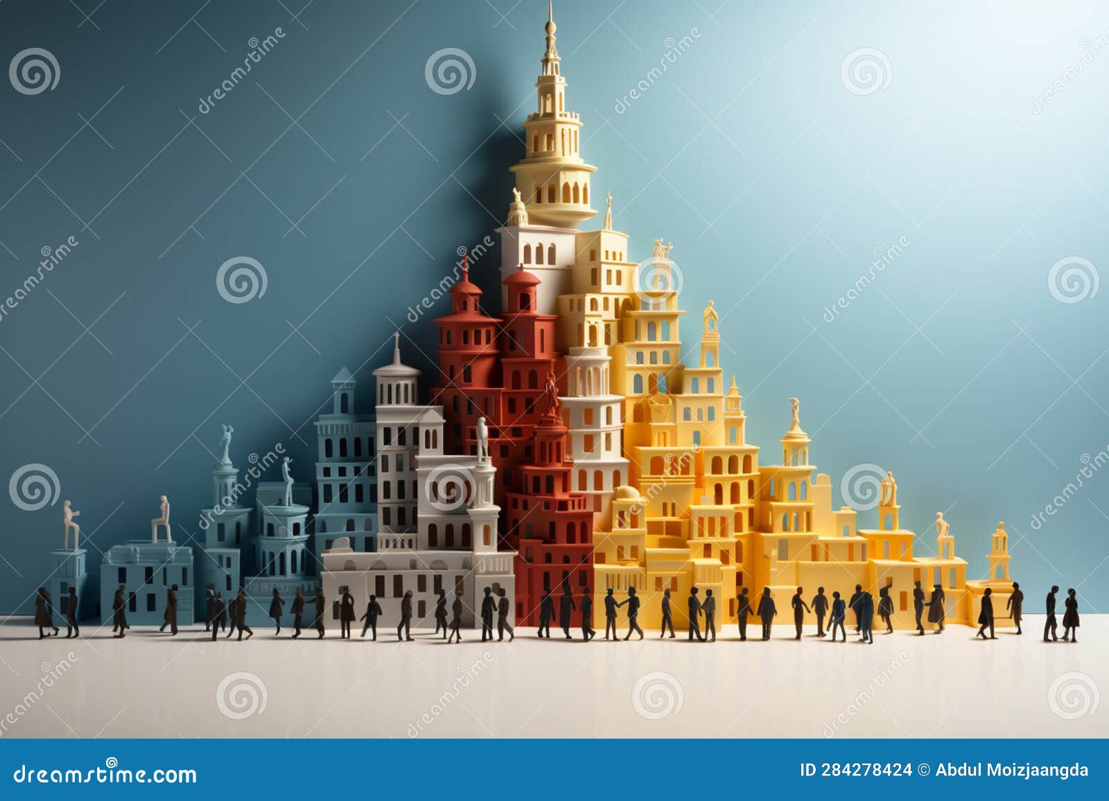 Diverse Paper Cut-outs Create a Human Pyramid, Symbolizing Teamwork and ...