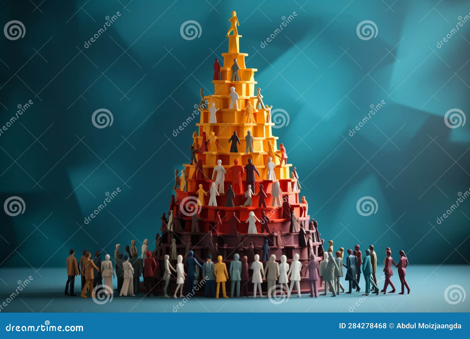 Diverse Paper Cut-outs Create a Human Pyramid, Symbolizing Teamwork and ...