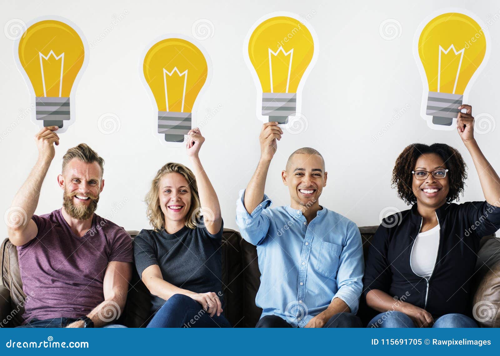 Diverse People Carrying Light Bulb Icons Stock Image - Image of descent ...