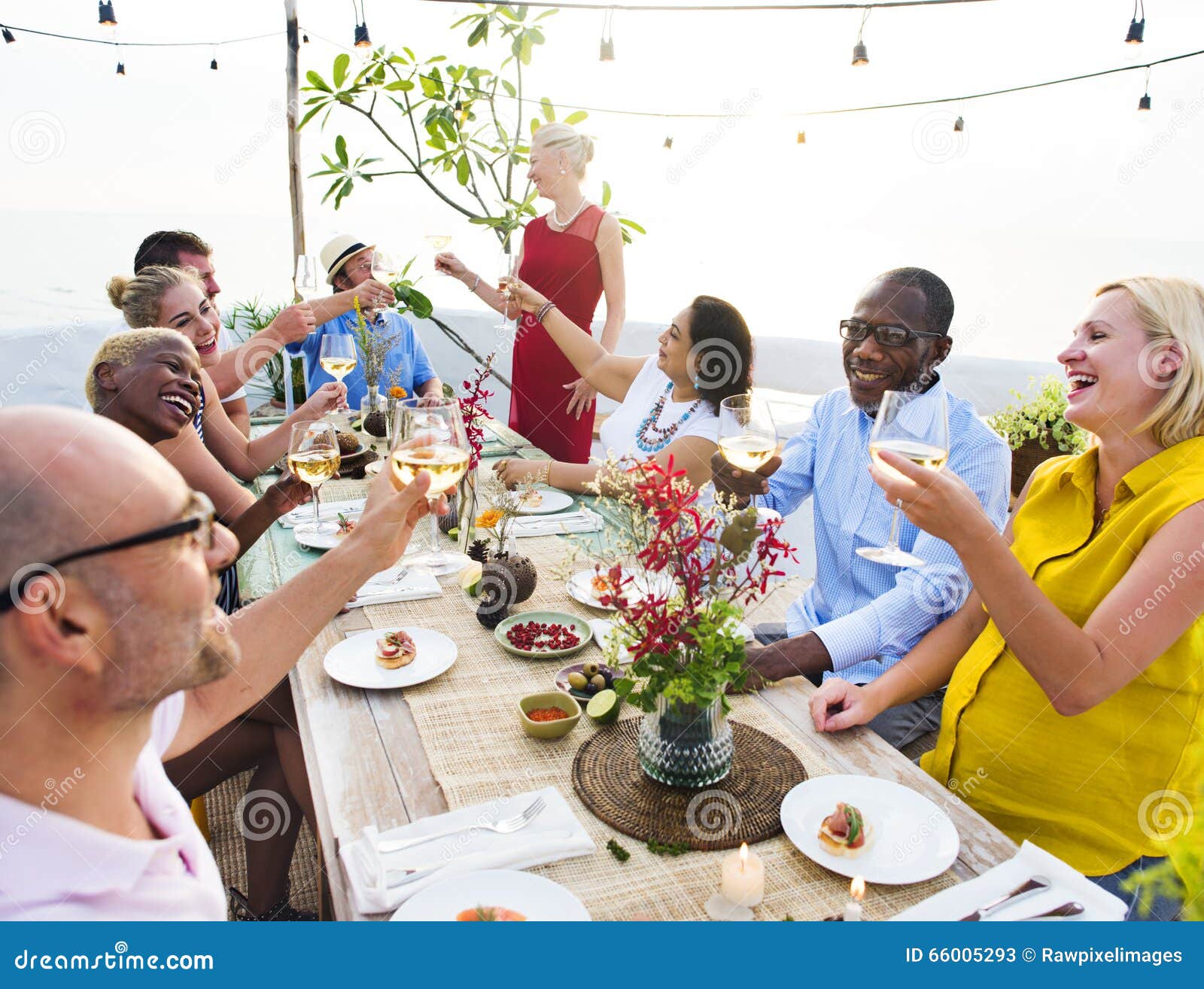 Diverse People Cheers Celebration Food Concept Stock Image - Image of ...