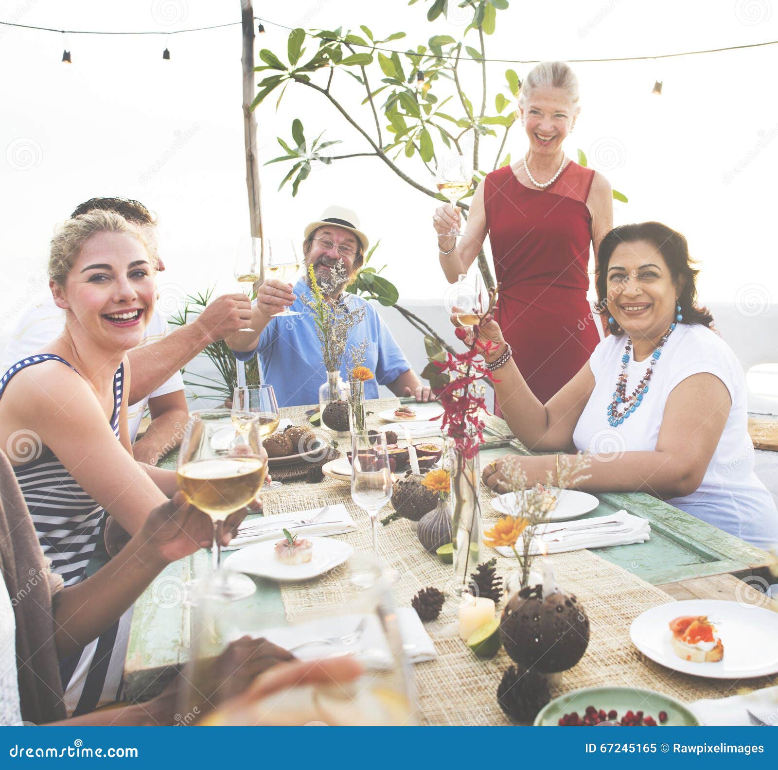 Diverse People Cheers Celebration Food Concept Stock Image - Image of ...