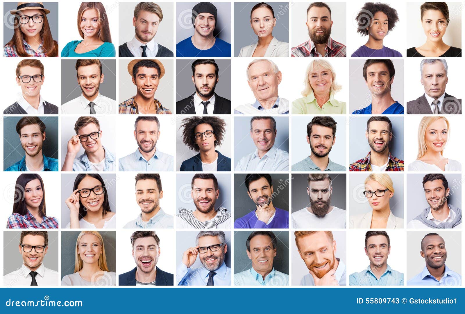 Collage Of Diverse Guys Expressing Different Emotions On Colorful ...