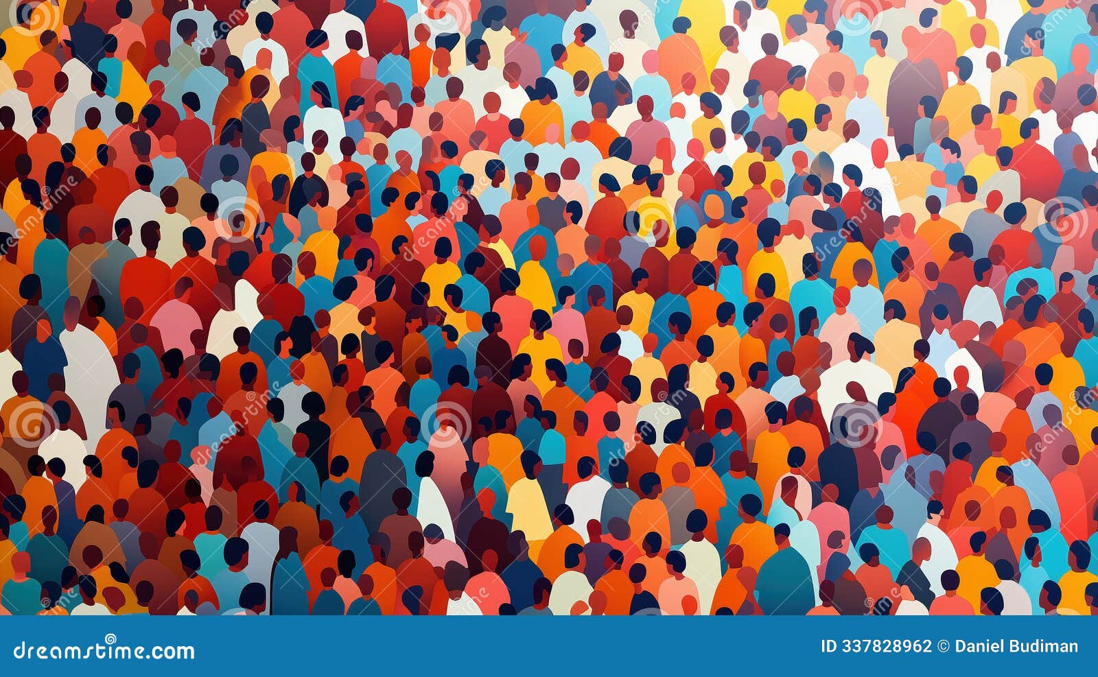 Diverse People Crowd Art Pattern. Multi-ethnic Community, Big Cultural ...
