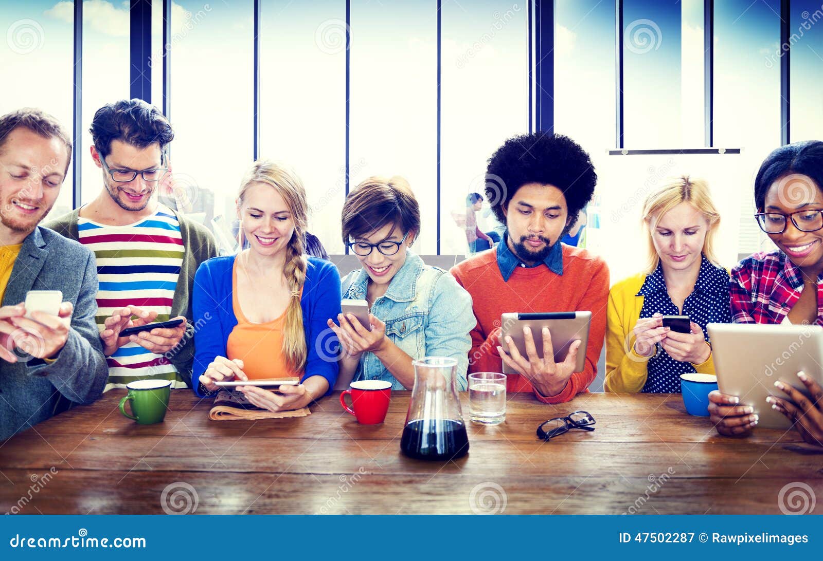 Diverse People Digital Devices Wireless Communication Concept Stock ...