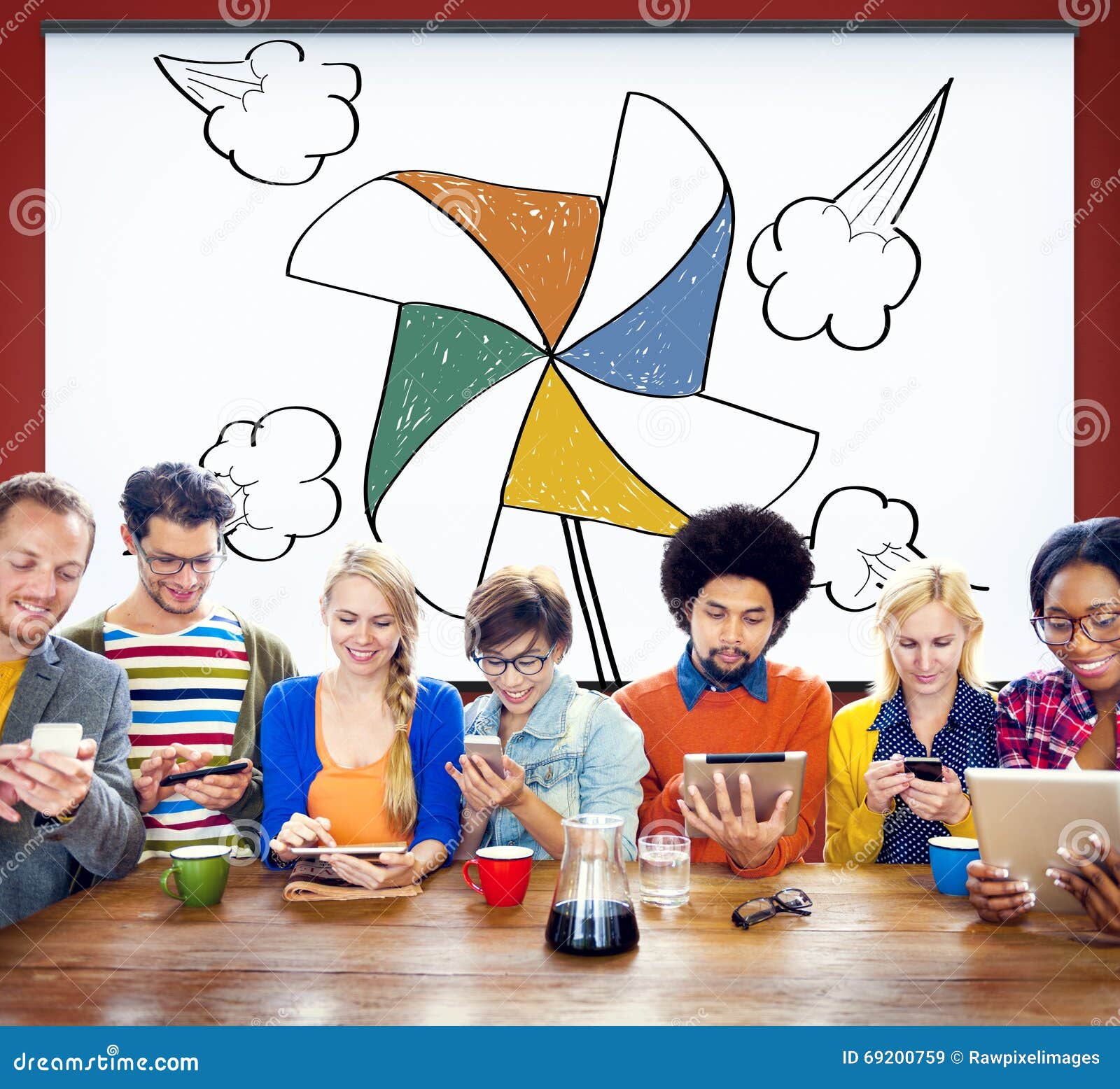 Diverse People Digital Devices Wireless Communication Concept Stock ...