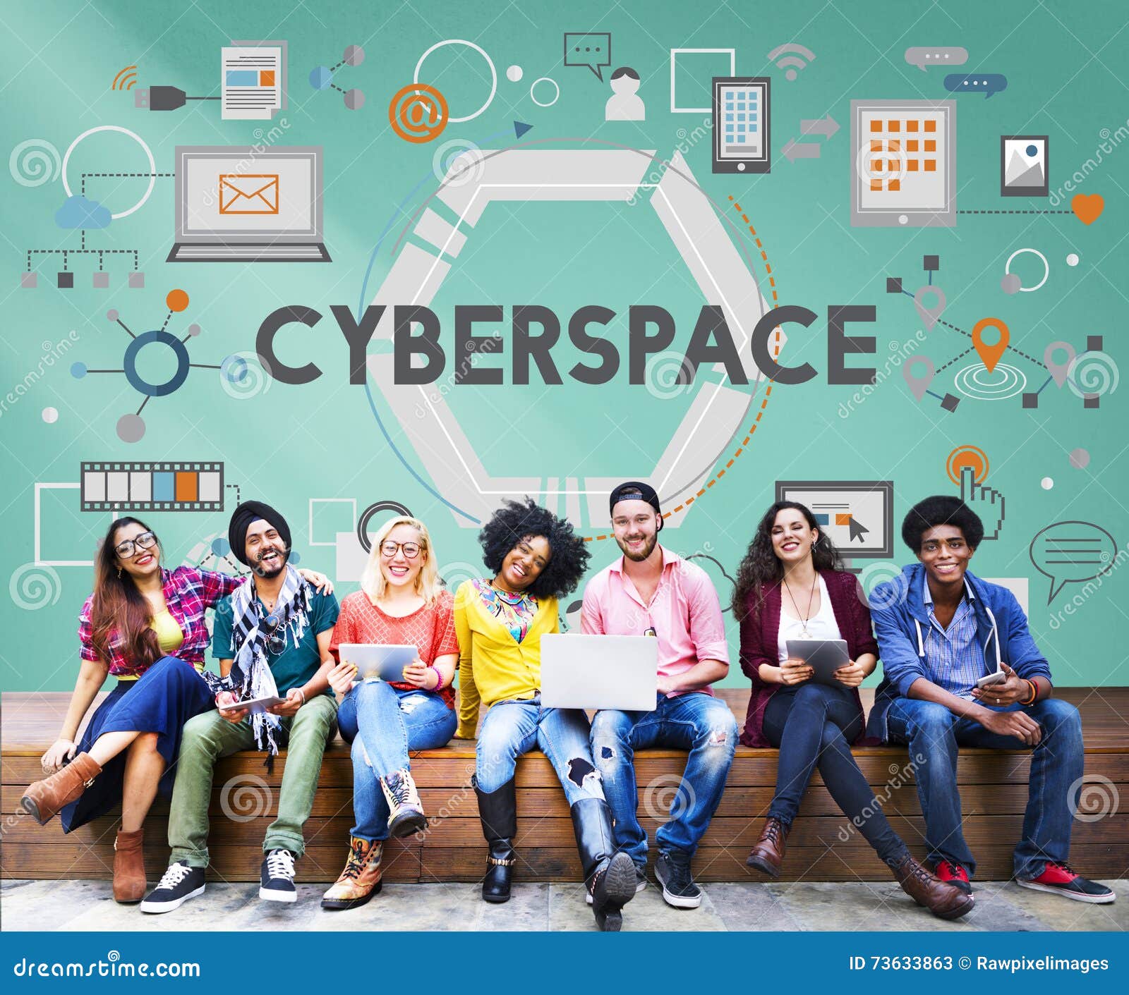 Diverse People Digital Devices Wireless Communication Concept Stock ...