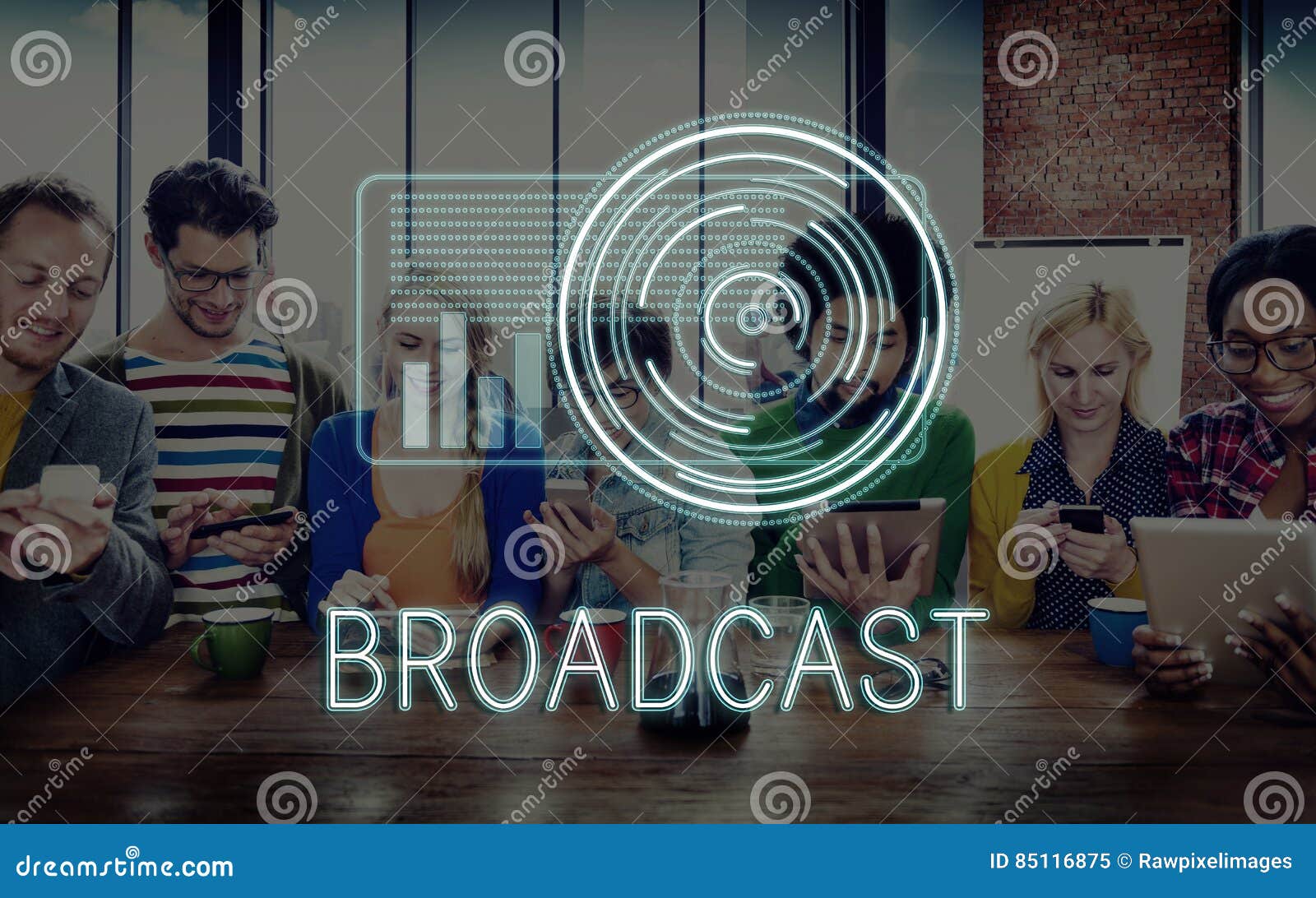 Diverse People Digital Devices Wireless Communication Concept Stock ...