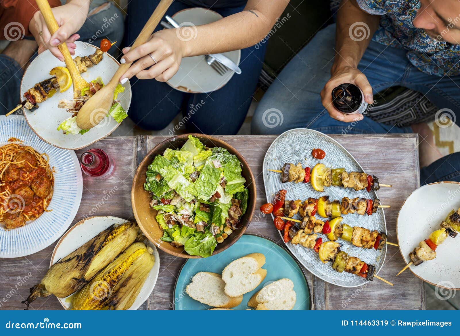 Diverse People Eating Food Together Stock Image - Image of delicious ...