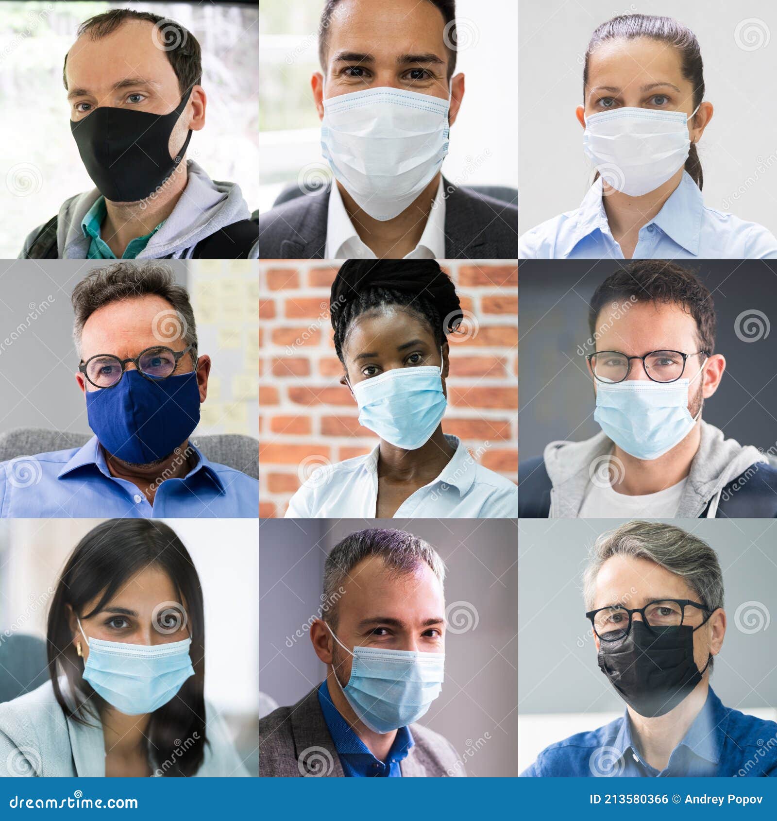 Diverse People Group Wearing Face Mask Stock Photo - Image of multi ...