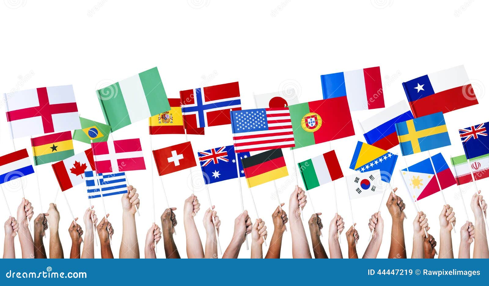 Diverse People Holding Diverse National Flags Stock Illustration ...