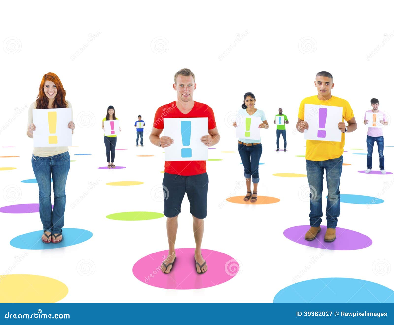 Diverse People Holding an Exclamation Mark Stock Image - Image of ...