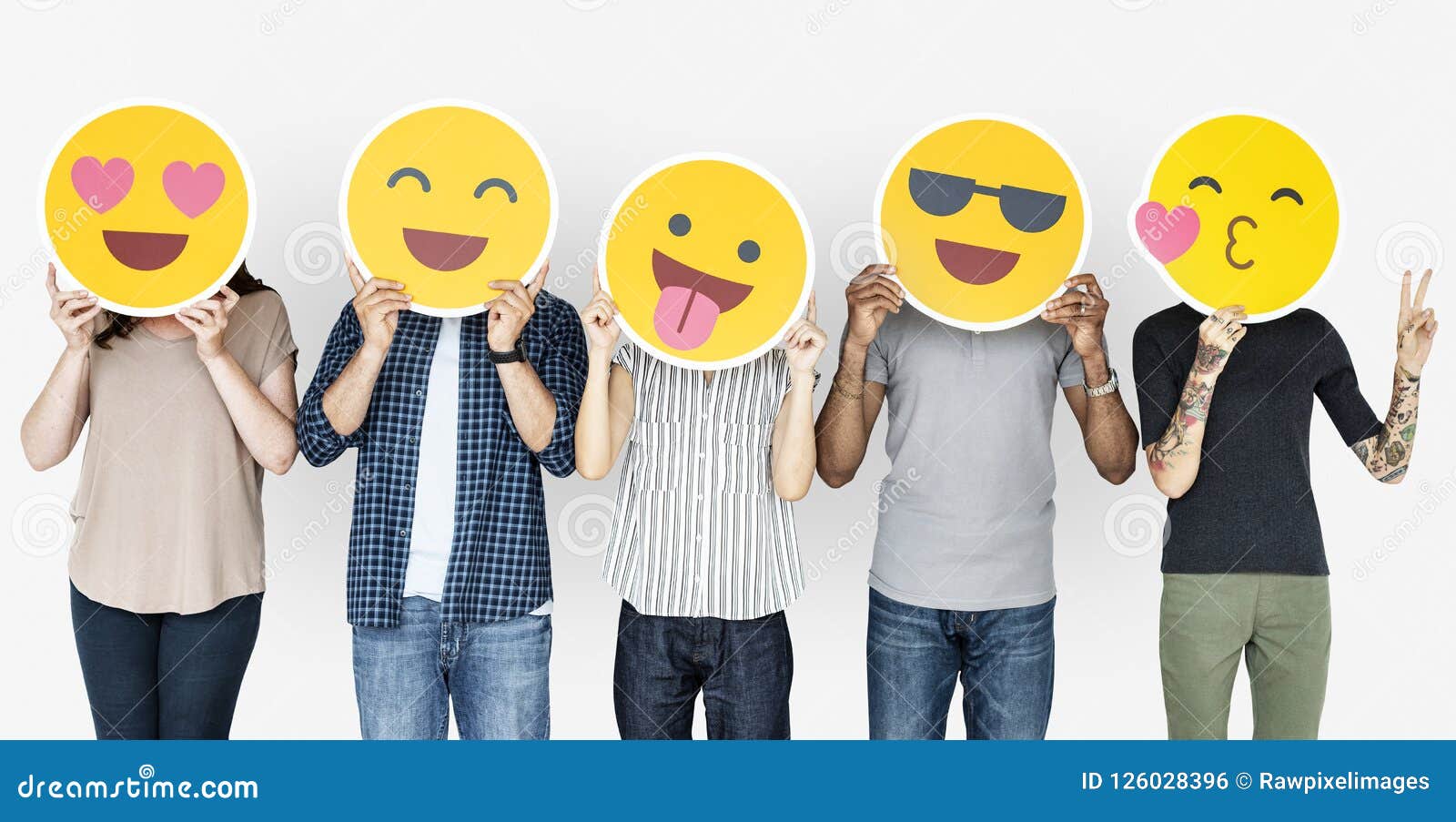 Diverse People Holding Happy Emoticons Stock Photo - Image of emoticons ...