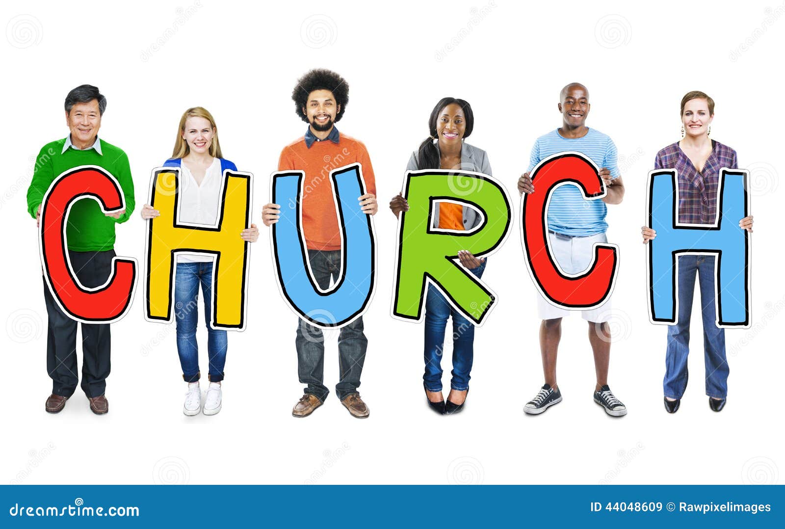Diverse People Holding Text Church Stock Photo - Image: 44048609