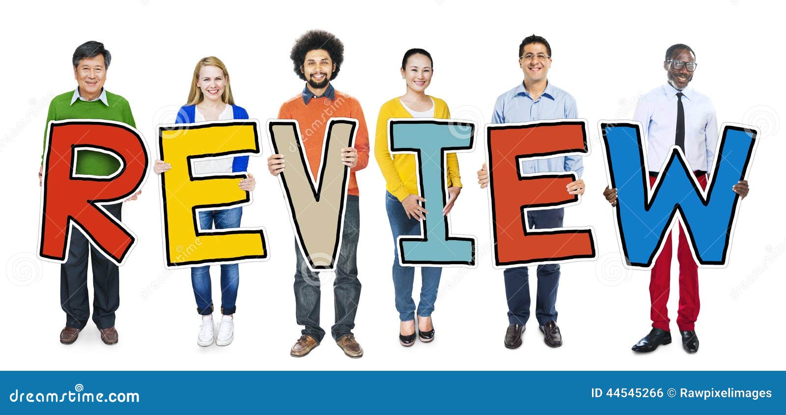 DIverse People Holding Text Review Stock Photo - Image: 44545266