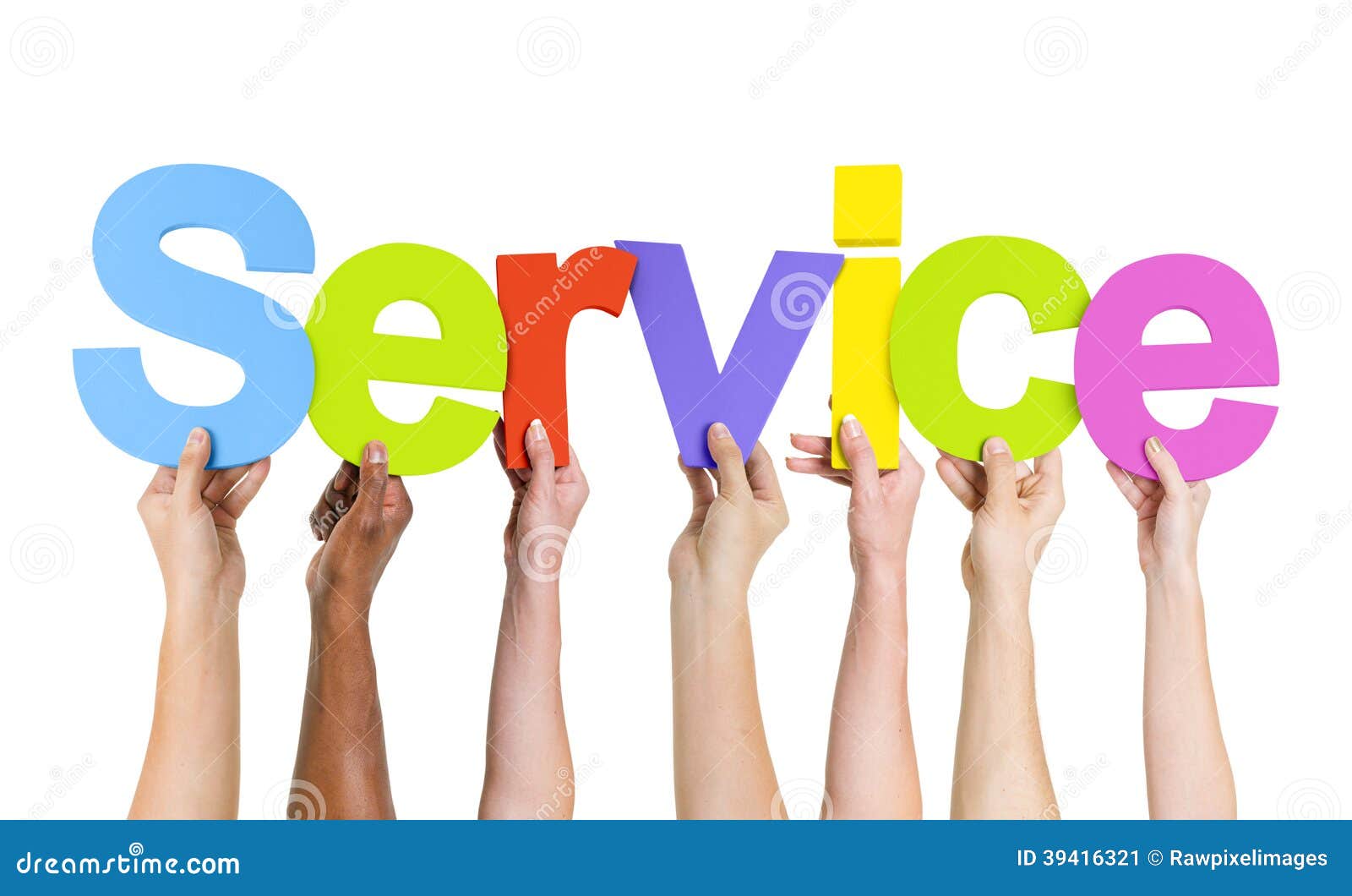 Diverse People Holding Word Service Stock Image - Image of hands ...