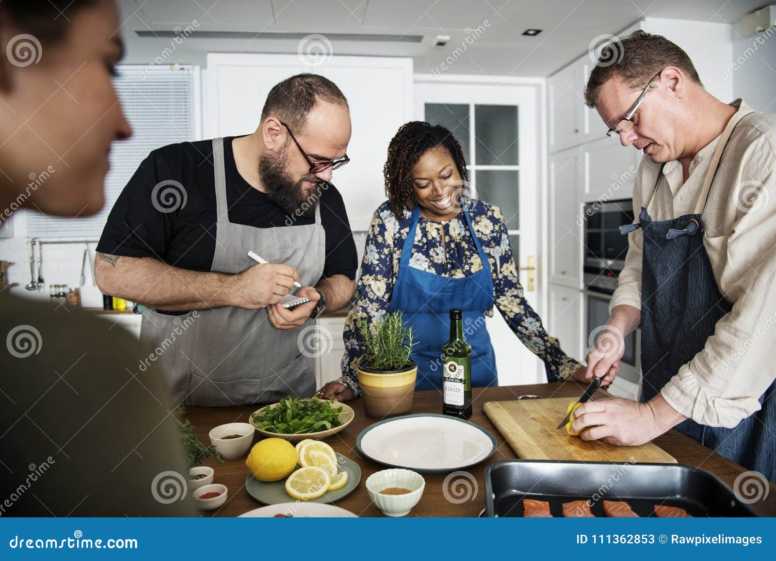 Diverse People Joining Cooking Class Stock Image - Image of happy ...