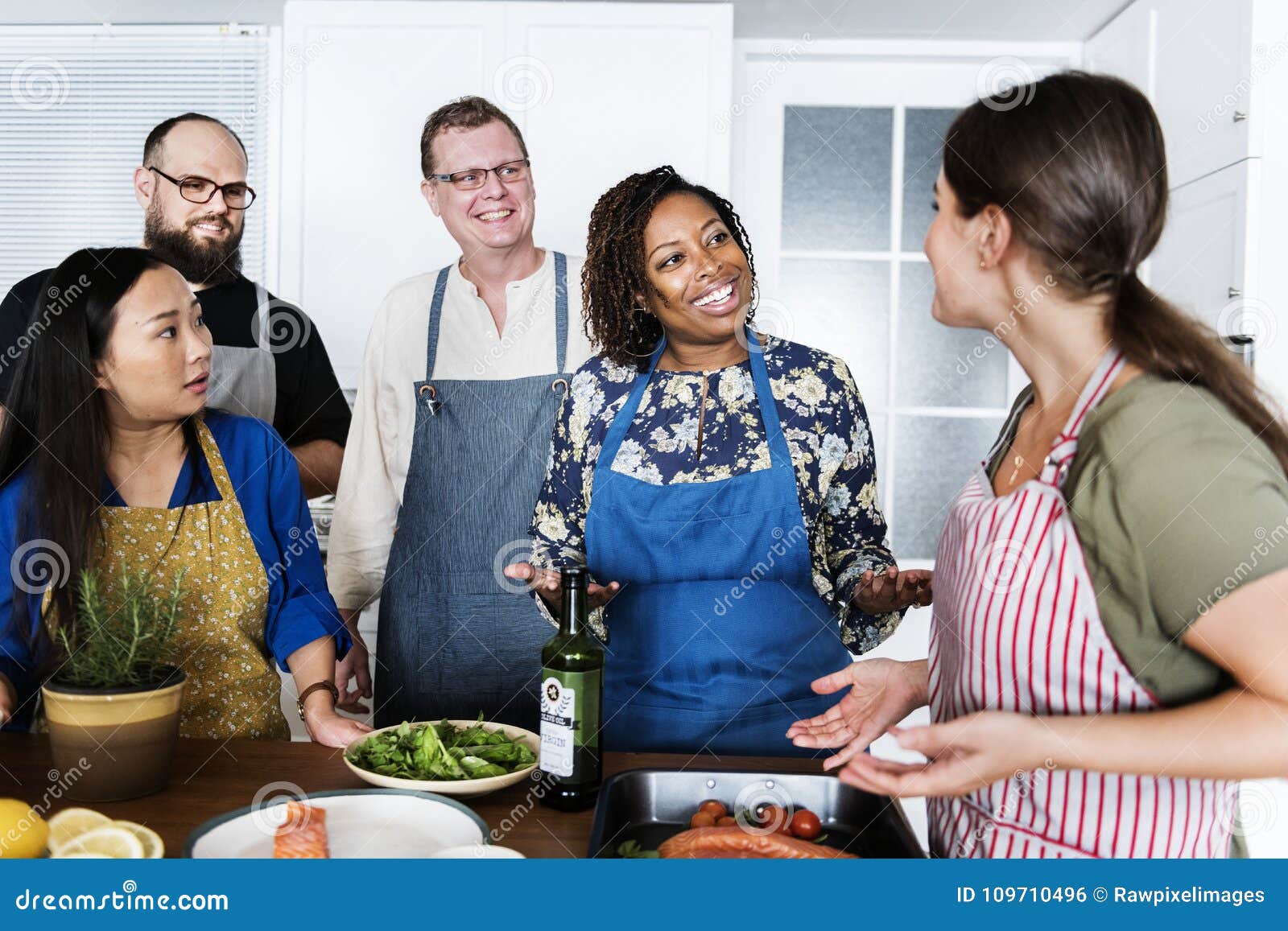 Diverse People Joining Cooking Class Stock Photo - Image of adult ...