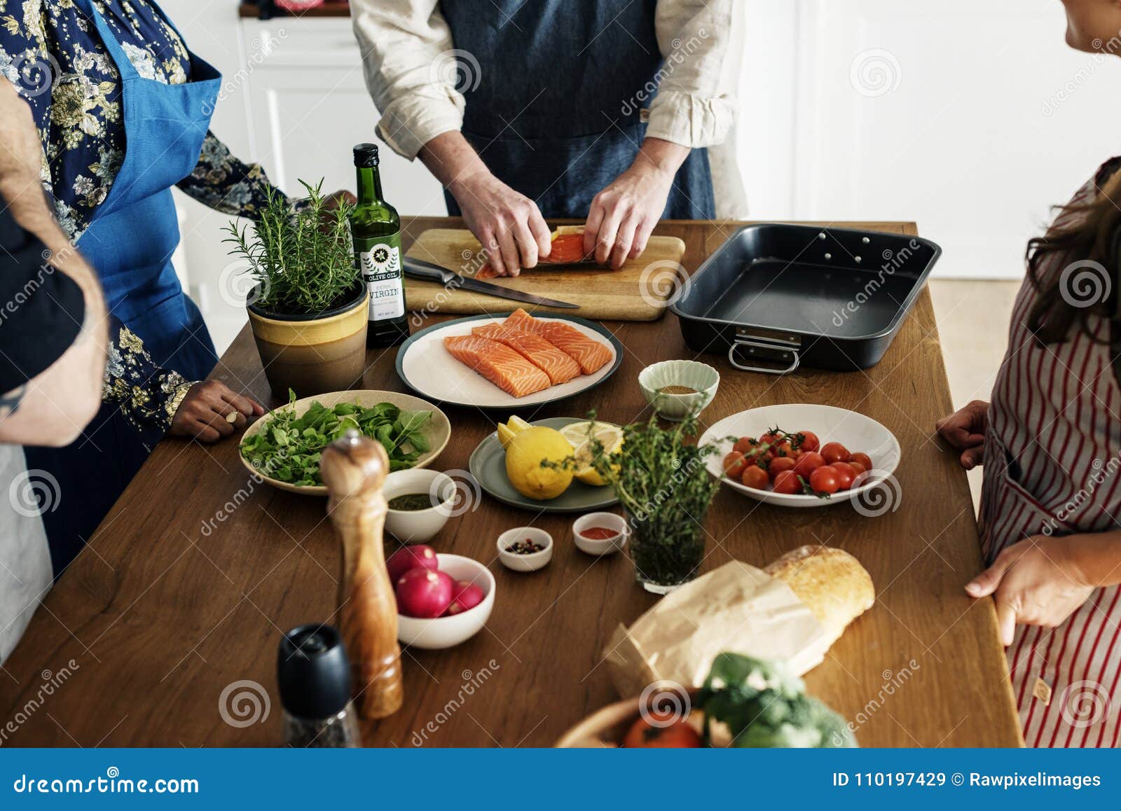 Diverse People Joining Cooking Class Stock Image - Image of friend ...