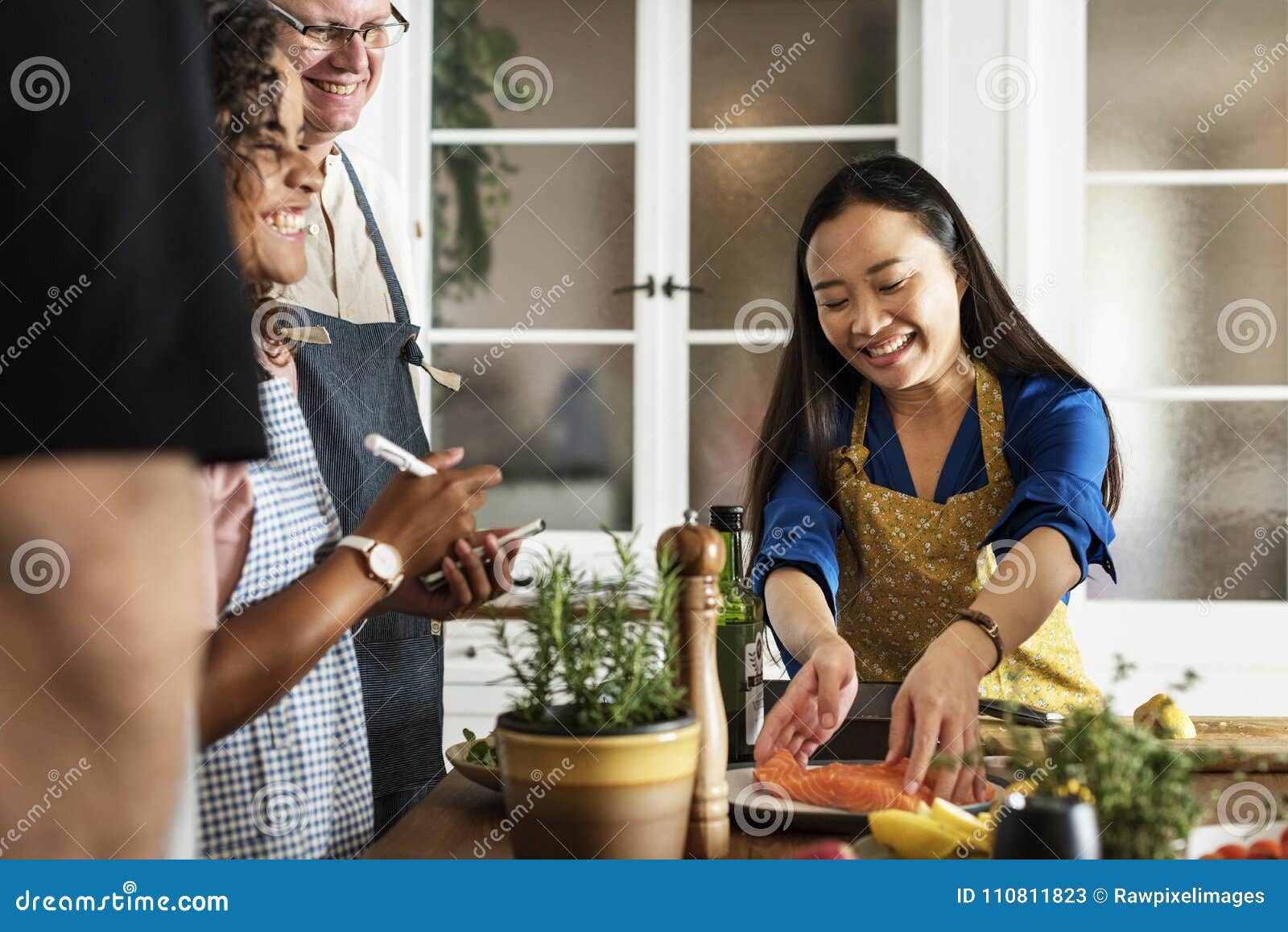 Diverse People Joining Cooking Class Stock Image - Image of friend ...